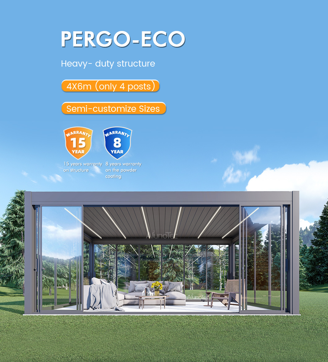 Heavy Structure Standard Size Customizable Pergo-M8 Bioclimatic Pergola ...