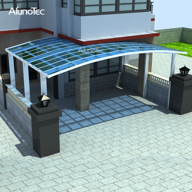 AlunoTec Modern Design Aluminum Arched Garage Polycarbonate Roof Double ...