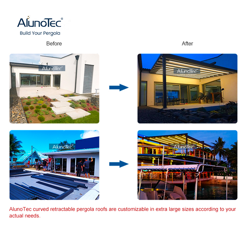 ALUNO Motorised Structure Aluminium White Grey Patio Retractable Cover ...