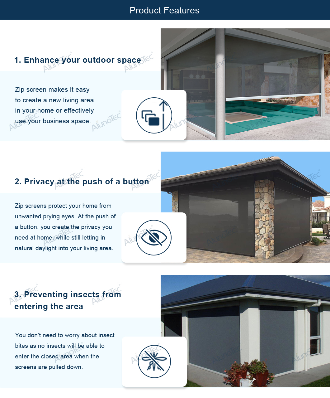 Exterior Blinds Porch Zipscreen Window Outdoor Roll Up Plantation ...